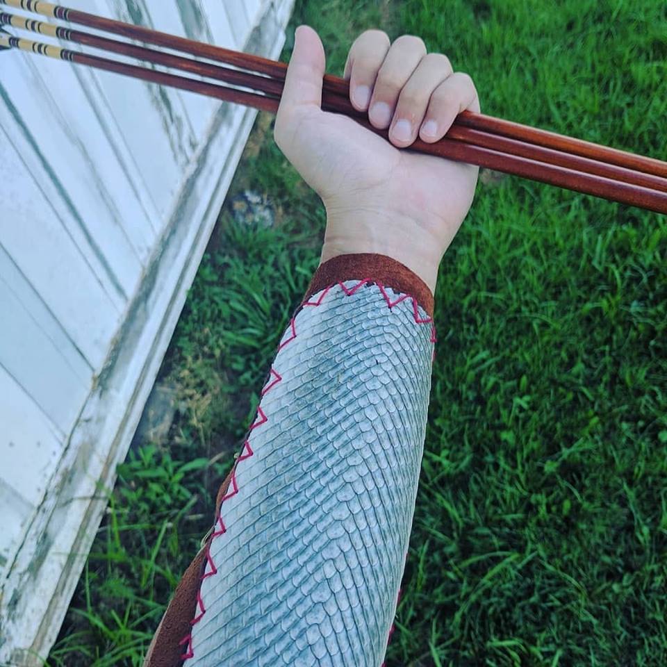 Pics: Creative Huntress Constructs Archery Arm Guard Out of Gar Skin