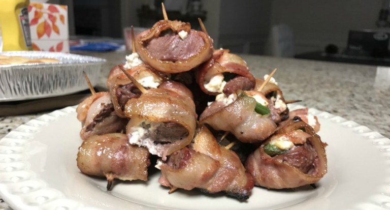 Goat Cheese and Bacon Wrapped Venison Jalapeño Poppers - Wide Open Spaces