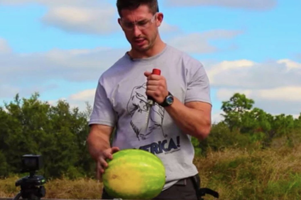C02-Powered Knife Explodes Watermelon on Impact - Wide Open Spaces