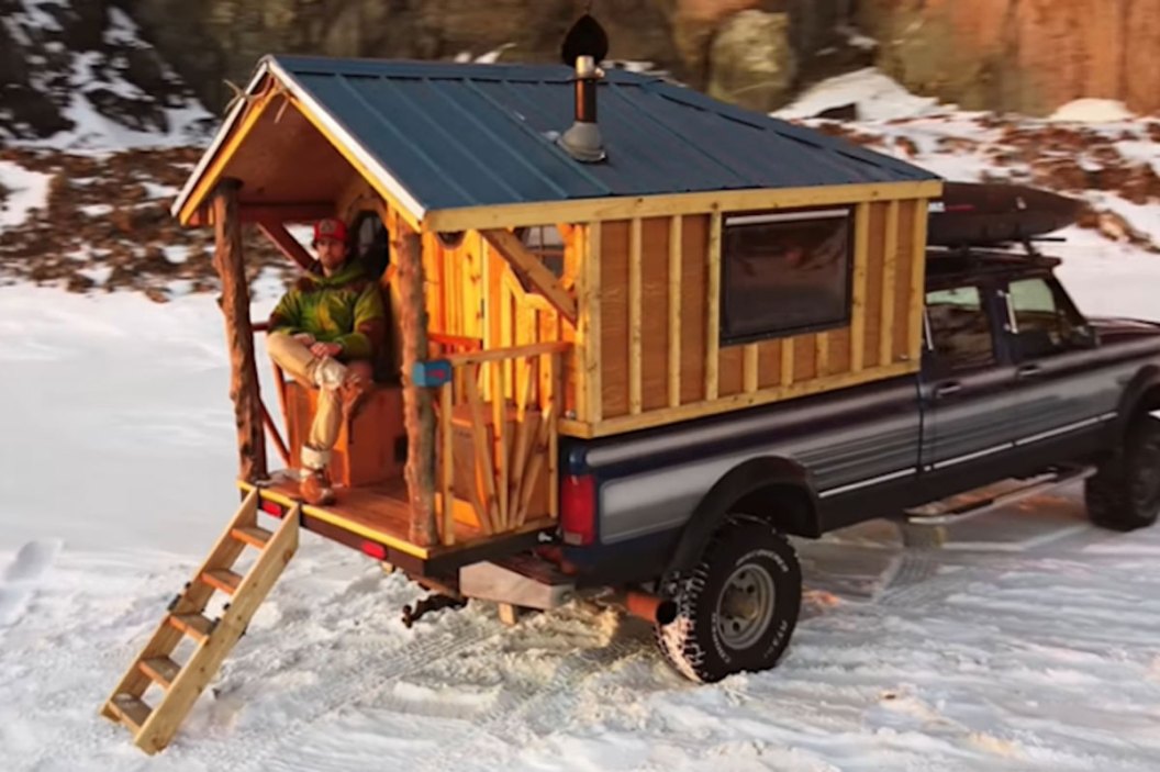 Man Builds Incredibly Cozy Tiny Cabin in Pickup Truck Bed - Wide Open ...