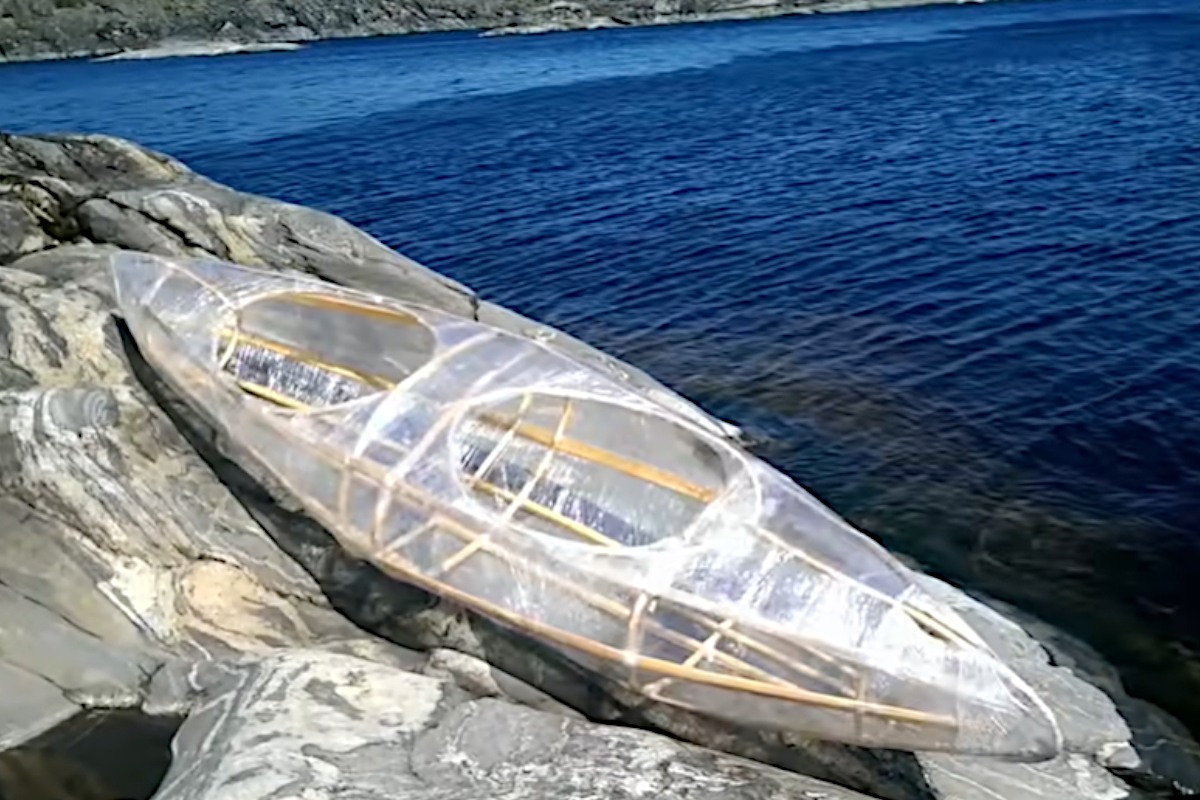 Man Builds Clever Bushcraft Kayak Using Plastic Wrap and Tape - Wide ...