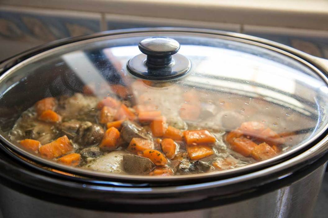 Slow Cooker Rabbit Stew Recipe With Peas and Mushrooms