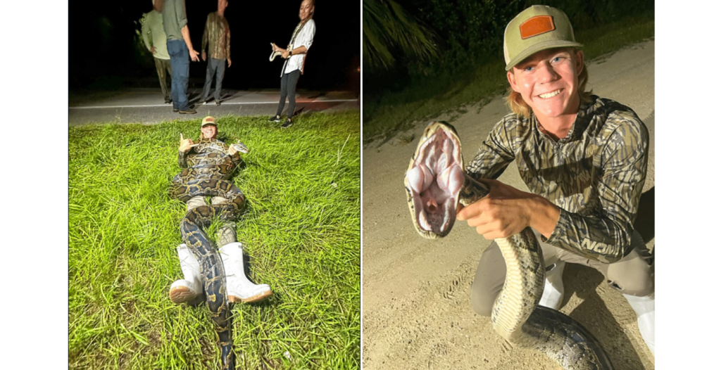 Teen Catches 15 Foot Python On First Trip To Florida Everglades