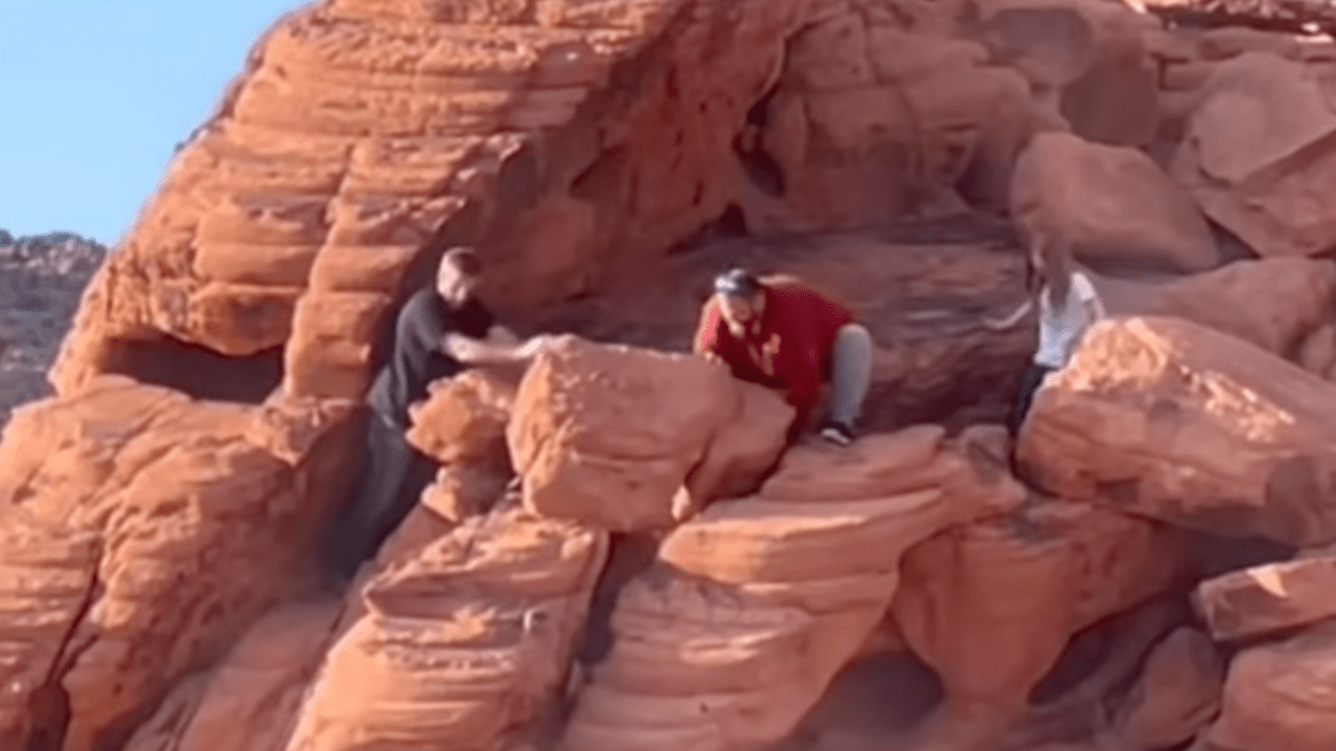 Vandals Caught on Tape Destroying Ancient Rock Formation - Wide Open Spaces